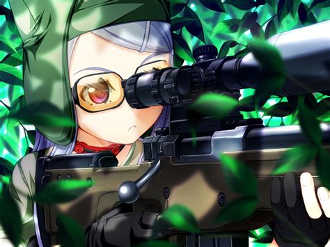 Game Cg Glasses Gun Sekisaba Tagme Character Weapon White Hair