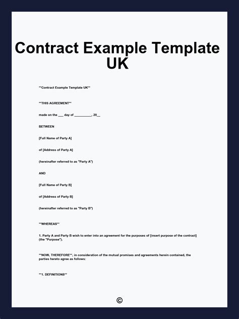 Contract Example Template Uk