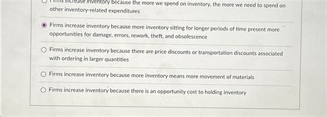 Solved Ncrease Inventory Because The More We Spend On