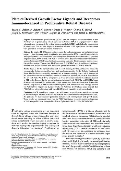 Pdf Platelet Derived Growth Factor Ligands And Receptors