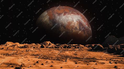 Premium Photo Mars Planet Surface And A Big Planet Background