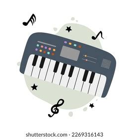 Cute Cartoon Keyboard Musical Instrument Electronic Stock Vector