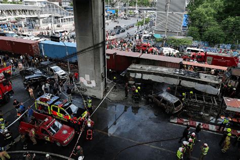 Bangkok Train Collision Bus Fire Thailand Train Crash Cargo Train