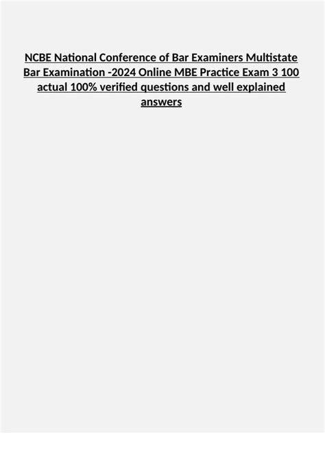 Ncbe National Conference Of Bar Examiners Multistate Bar Examination