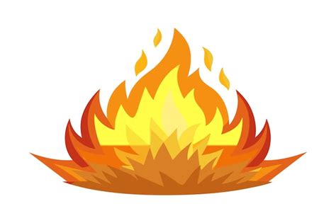 Плоская векторная иллюстрация огня на белом фоне Премиум векторы