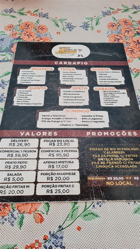 Menu em Restaurante Sabor de Minas Ubatuba R Imac Conceição