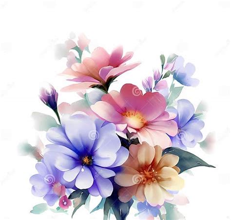 水彩花卉艺术 Ai生成 库存例证 插画 包括有 玻色子 玩具 粉红色 充满活力 本质 花束 282672298