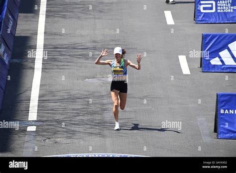 Boston Ma April 21 Jess Mcclain Of The United States Runs To The