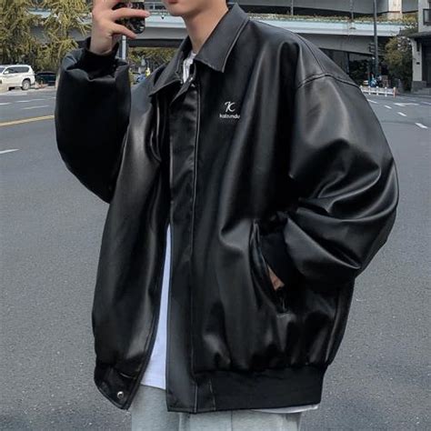 皮衣男秋季新款pu皮夾克翻領寬松復古機車派克服男士休閑防風外套皮衣etmall東森購物網