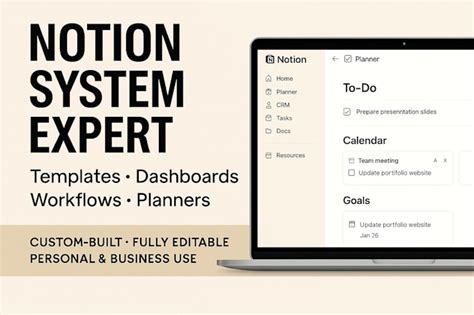 Design A Custom Notion Template Dashboard Planner Or Workflow System