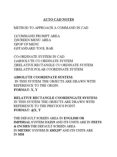 Autocad Notes 1 Pdf Teaching Methods And Materials
