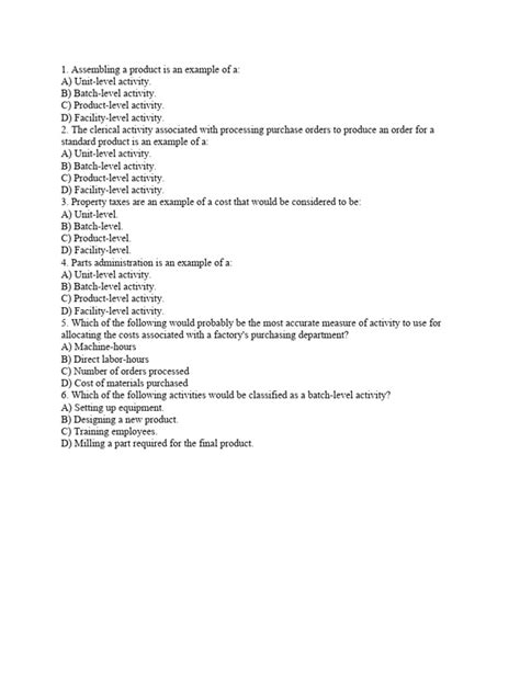 Abc Costing Pdf Production And Manufacturing Business Economics