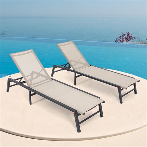 Fhvit Assemble Free Chaise Lounge Outdoor Aluminum Outdoor Chaise