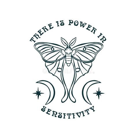 Celestial Butterfly Design With Motivational Saying There Is Power Is Sensitivity Stock Vector