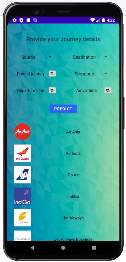 github manideep kalyanam flight fare prediction android application