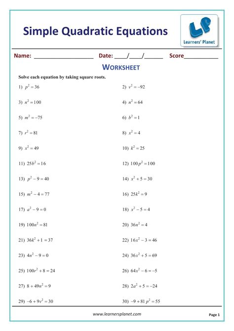 Simple Quadratic Equation