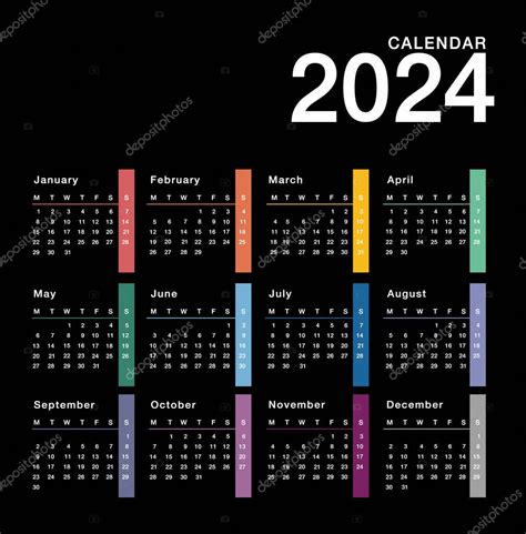Año Colorido 2024 Plantilla De Diseño De Vectores Horizontales