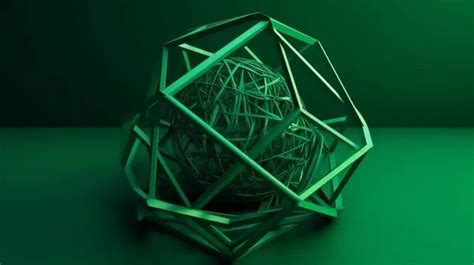 Green Abstract Geometry In A 3d Rendering On Consistent Background 3d