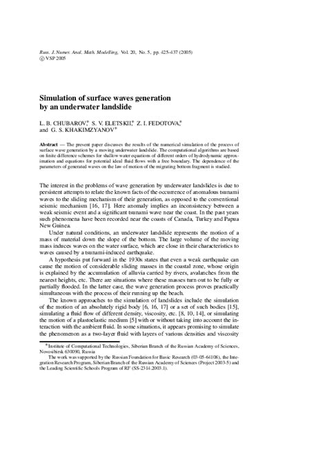 Pdf Underwater Landslide Induced Surface Waves