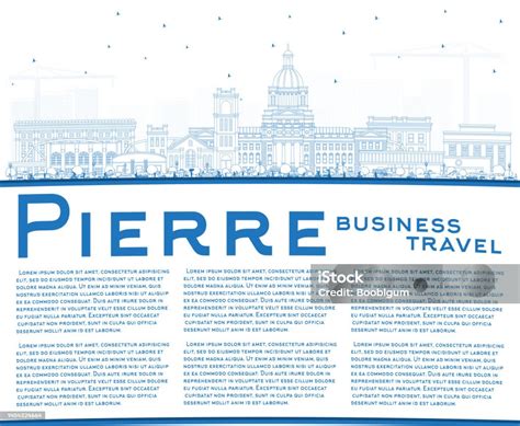 피에르 사우스 다코타 시티 스카이 라인과 블루 빌딩 및 복사 공간을 개략적으로 설명합니다 사우스다코타에 대한 스톡 벡터 아트 및 기타 이미지 사우스다코타 피어 0명