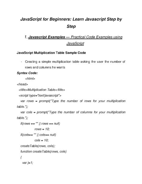 Javascript Examples Lecture Notes 5 6 Javascript For Beginners