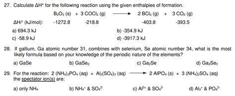 Solved 27 Calculate Ahº For The Following Reaction Using