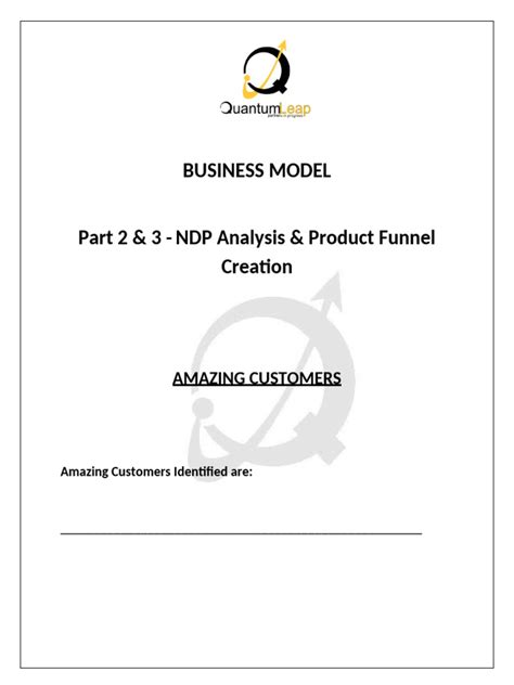 Template Part 2 And 3 Business Model Ndp Analysis And Product Funnel Creation Pdf