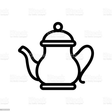瓷茶壺與蓋圖示向量輪廓插圖向量圖形及更多下午茶圖片 下午茶 住宅廚房 住宅房間 Istock