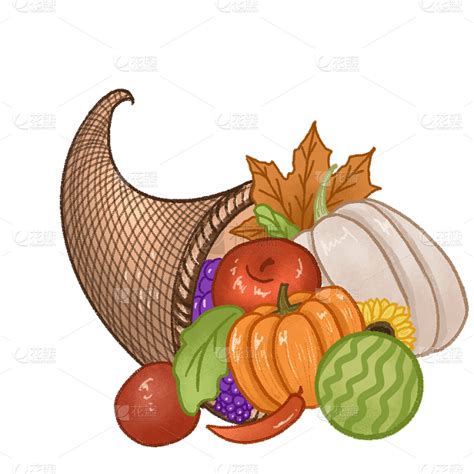感恩节手绘写实食物插画 果蔬