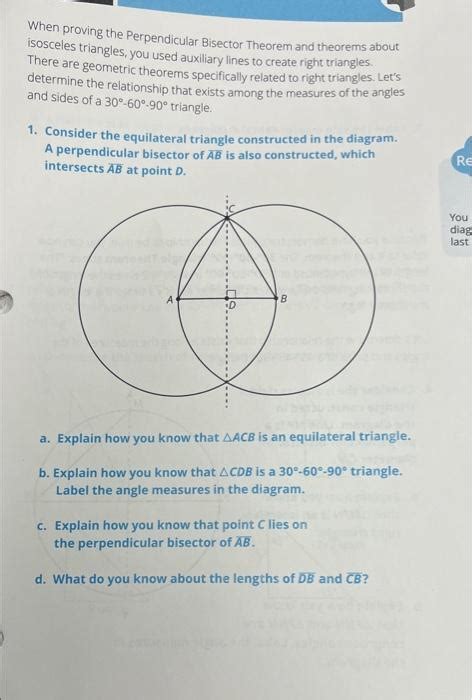 Solved When Proving The Perpendicular Bisector Theorem And Chegg