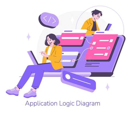 Application Logic Diagram With Developers Stock Vector Illustration
