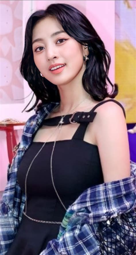 Jihyo Blue Plaid Shirt Short Black Dress The Feels Era Outfit Rjihyo