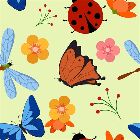 Seamless Pattern Of Bugs And Insects Background Vector Art At Vecteezy