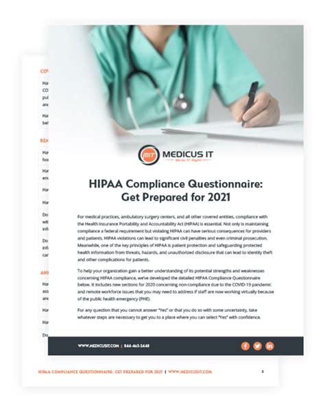 Hipaa Compliance Questionnaire Medicus It