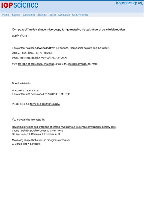 Pdf Compact Diffraction Phase Microscopy For Quantitative Visualization Of Cells In Biomedical