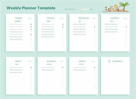 Excel Of Weekly Planner Template Xlsx Wps Free Templates