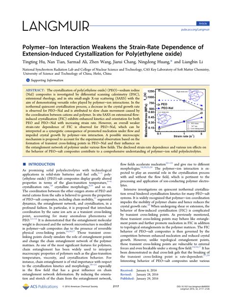 Pdf Polymer Ion Interaction Weakens Strain Rate Dependence Of Extension Induced