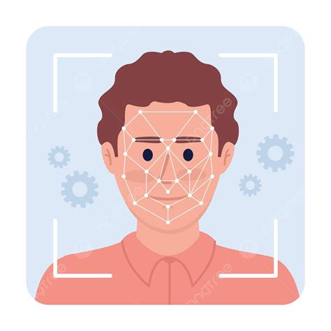 A Flat Vector Illustration Depicting The Concept Of Facial Recognition Technology Vector