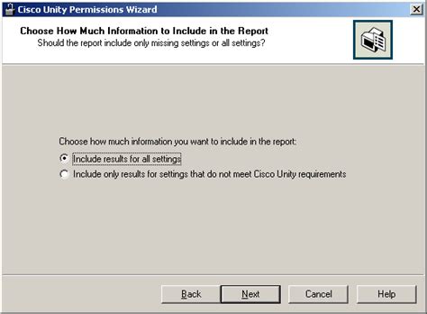 cisco unity 5 0 1 permissions wizard report mode help