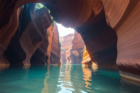 Premium Ai Image The Inside Of A Canyon Is A Deep Canyon With A Blue