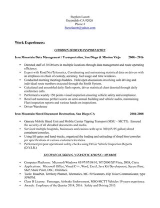 Transportation Coordinator Driver Class B PDF