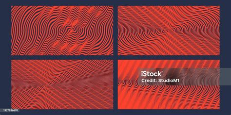 추상 물결 모양의 배경 리플 효과 착시가 있는 원형 줄무늬 패턴 3d 벡터 그림입니다 빨강에 대한 스톡 벡터 아트 및 기타 이미지 Istock