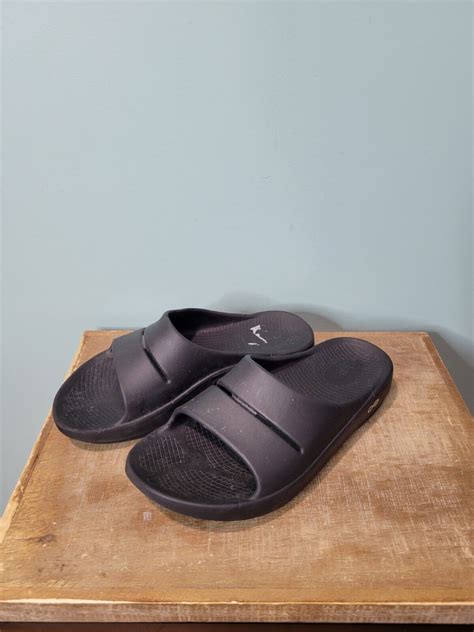 Oofos Recovery Black Foam Rubber Slides Unisex Mens … Gem