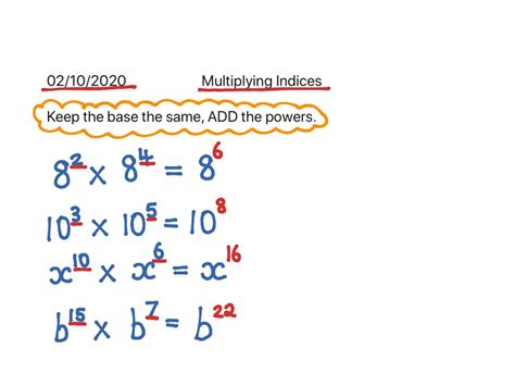 Multiplying Indices Math Showme