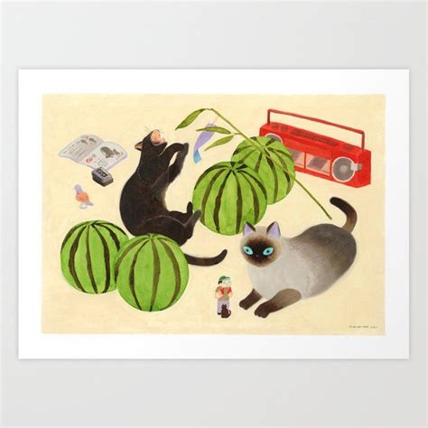 Cats Summer Vacation Art Print By Higuchi Moe Vacation Art Print