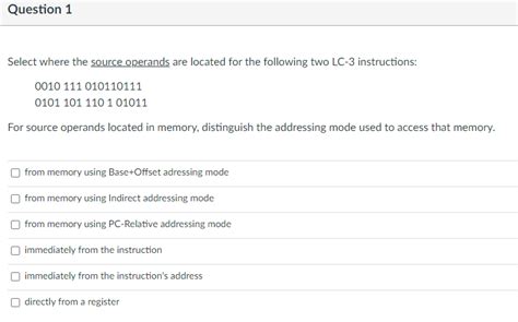 Solved Question 1 Select Where The Source Operands Are