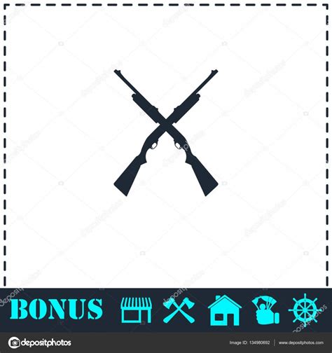 Escopetas Cruzadas Rifles De Caza Icono Plano Vector De Stock Por Demjan 134980692
