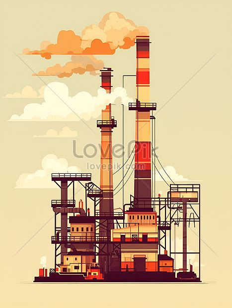 현대적인 대형 공장 평면 디자인 일러스트 무료 다운로드 Lovepik