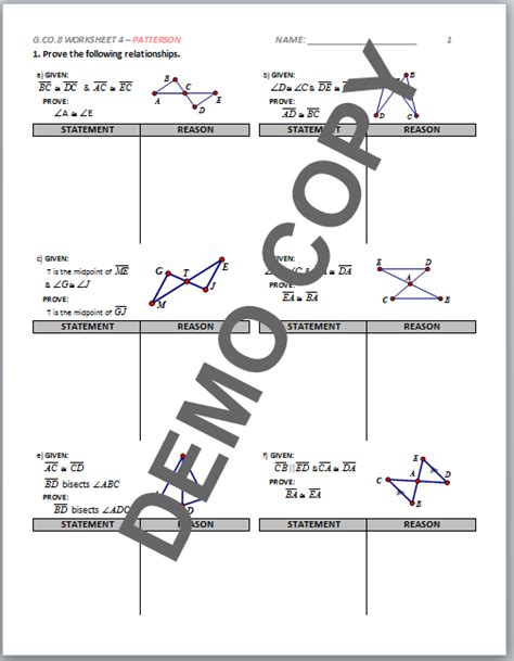 High School Geometry Common Core Gcob8 Congruence Criteria