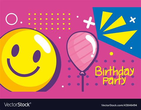 Birthday Party With Emoji And Balloon Helium Vector Image